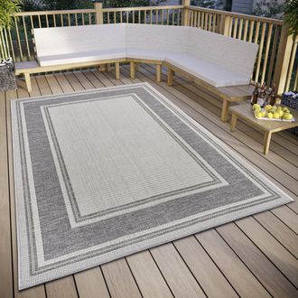 Hanse Home Cast In- & Outdoor Teppich Wetterfest - Modernes Muster Zweifarbig, Wasserfest robuster Aussenteppich Flachgewebe für Garten, Balkon, Terrasse, Wohnzi