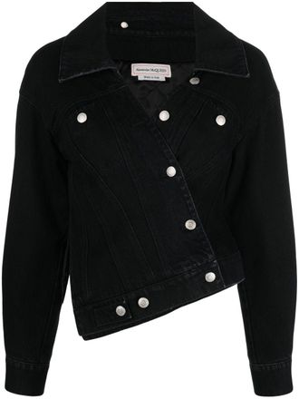 Alexander McQueen veste asym&eacute;trique en jean - Noir