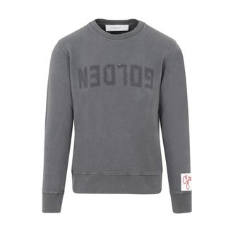 Golden Goose Homme, Sweatshirts et sweats &agrave; capuche, Gris, Taille: S SweaT-shirt en Coton Gris avec Logo