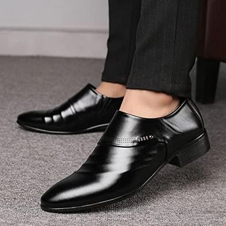 Generic Chaussures Oxfords pour Hommes Confortables, Derby Mens Shoes, en Cuir de Couleur Unie Respirantes et Confortables (Black 44)