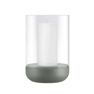 Blomus Windlicht Calma | Gr&ouml;&szlig;e L | H 20 cm &Oslash; 13 cm | Agave Green | recyceltem Polyresin & Glas | f&uuml;r Stumpenkerzen | Indoor | exkl. Kerze