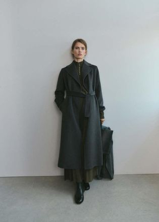 Mango Handgemachter Wollmantel mit Belt grau - Damen - 1XL - MANGO