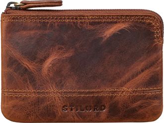 STILORD Tarlo Schlüsseltasche Leder Schlüsseletui Tasche RFID Schlüsselmäppchen Münzbörse Minibörse mit Schlüsselring Vintage Echtleder, Farbe:Kara - Cognac