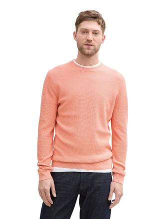 Tom Tailor Tom Tailor Herren Basic Strickpullover aus Baumwolle, 37383 - Hazy Coral Rose Melange, XL