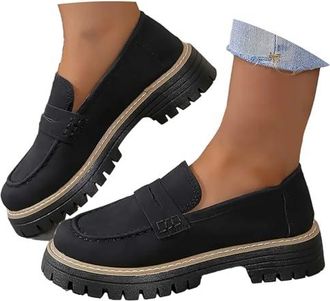 Generic Mary Janes Chaussures pour femme Escarpins &agrave; plateforme &eacute;paisse Mocassins &agrave; bout rond Appartements Bouche plate Chaussures de loisirs Semelle &eacute;paisse 