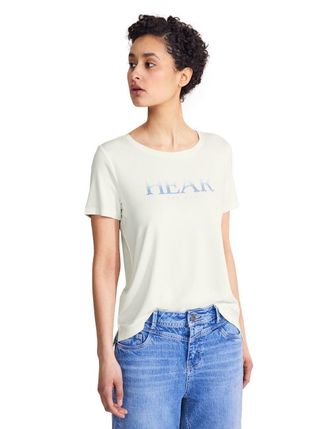 Street One Damen Kurzarmshirt mit Wording off white 40