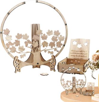 Generic Hochzeitsgästebuch Maple Leaf - Elegantes Gästebuch Set aus Holz | Transparente Speicherbox Drop Box Romantische Dekoration für die Hochzeitsfeier und