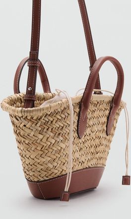 Mango Kleine Korbtasche aus Naturfaser mittelbraun - Damen - Einheitsgröße - MANGO