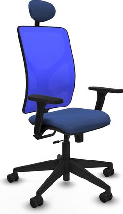 Piqueras y Crespo Sicherheitsstuhl mit 3D-Armen, h&ouml;henverstellbarer Lendenwirbelst&uuml;tze und festem Kopfteil, ausgestattet mit Syncro/Traslack und Schneideschaum, Blau/Ma