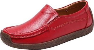 Generic Mocassins plats pour femme - Doux et antid&eacute;rapants - En cuir - Mocassins &eacute;l&eacute;gants - Baskets &agrave; enfiler - Vintage - Chaussures orthop&eacute;diques l&eacute;g&egrave;res et 