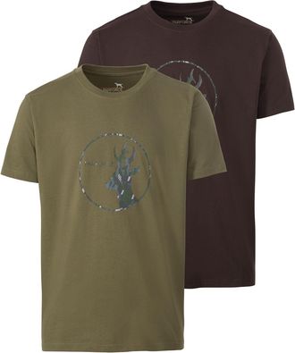 Parforce T-Shirts 2er-Pack Bock Camo Oliv/Braun, M