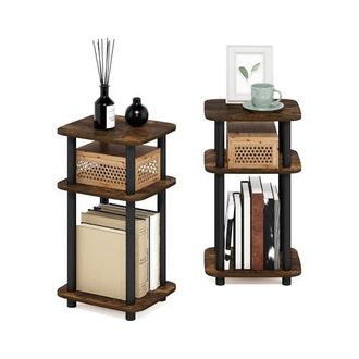 Furinno Just Ensemble De 2 Tables DAppoint, Table De Chevet À 3 Niveaux avec Système Turn-N-Tube, Idéale pour Le Salon Ou La Chambre, Couleur Pin Ambré