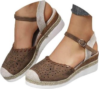 Generic Sandales orthop&eacute;diques compens&eacute;es &agrave; bout ferm&eacute; pour femme, habill&eacute;e d&eacute;t&eacute;, d&eacute;contract&eacute;e, confortable, l&eacute;g&egrave;re, sandales de marche antid&eacute;rapantes avec bo