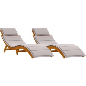 vidaXL Vidaxl - Sonnenliege 2 pcs Taupe 184 x 55 x 64cm Massivholz Akazie