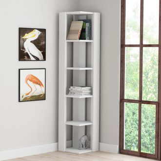 Decortie Decortie - Nati Modernes Eck-B&uuml;cherregal Display Unit Wei&szlig; Hoch 161cm - White