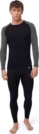 Danish Endurance sous-V&ecirc;tements Thermiques en Laine M&eacute;rinos Long pour Hommes, Ensemble de Couches de Base Chaudes en Laine M&eacute;rinos (Haut et Bas), Noir/Gris Fonc&eacute;, 2XL