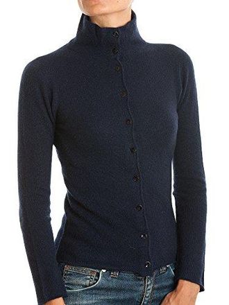DALLE PIANE CASHMERE Blouson avec Boutons 100% Cachemire, Made in Italy - Femme, Couleur: Bleu, Taille: XL