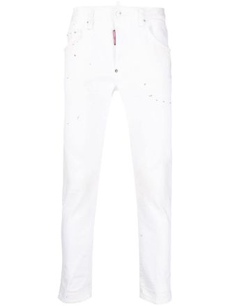 Dsquared2 jean skinny Skater &agrave; effet taches de peinture - Blanc