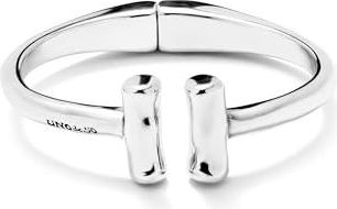 Uno De 50 Bracelet rigide ouvert, plaqué argent avec deux tubes aux extrémités