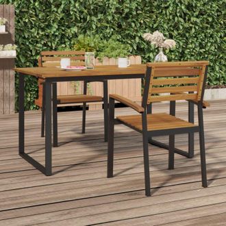 vidaXL Chaises de jardin empilables lot de 2 bois dacacia et m&eacute;tal vidaXL