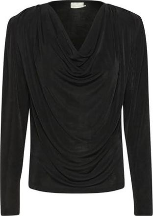 Kaffe Womens Blouse Jersey Cowl Neck Long Sleeves Drapings Hip Length