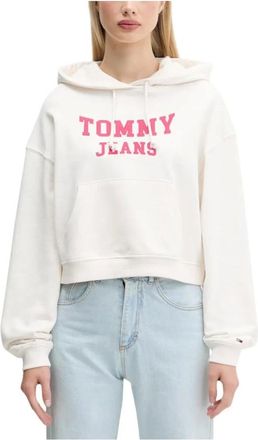 Tommy Jeans Femme, Sweatshirts et sweats à capuche, Blanc, Taille: 38 FR Sweat à Capuche Femme Varsity Design Écologique