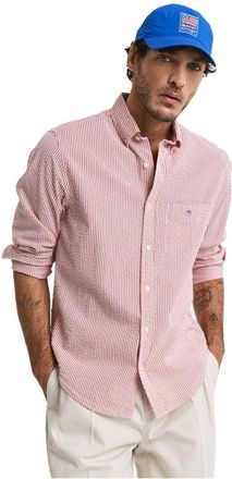 GANT Herren REG Seersucker Stripe Shirt Hemd, Ruby RED, XXL