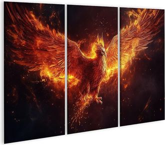 Islandburner Bild auf Leinwand Phönix Brennendes Feuer Vögel Mythische Kreaturen Bilder Wandbilder Poster JCDF-3P