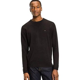 Tommy Hilfiger Core Cotton-silk Cneck, Pull Homme, Noir (Flag Black 032), Medium