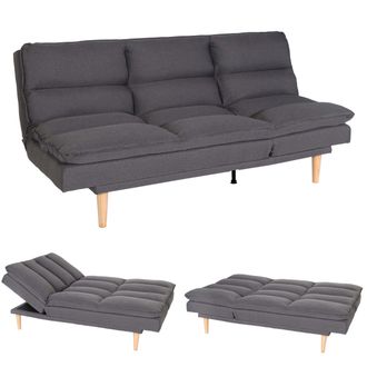 Mendler Schlafsofa HWC-M79, G&auml;stebett Schlafcouch Couch Sofa, Schlaffunktion Liegefl&auml;che 180x110cm - Stoff/Textil dunkelgrau