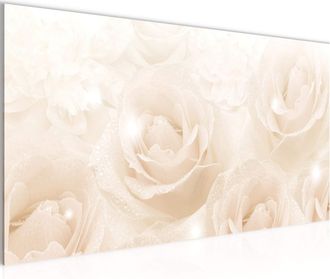Runa Art Wandbild Blumen Rosen 1 Teilig 100 x 40 cm Modern Bild auf Vlies Leinwand Vintage Wohnzimmer Beige 017212c