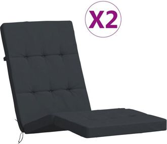 vidaXL Liegestuhl-Auflagen 2 Stk. Schwarz Oxford-Gewebe Vidaxl