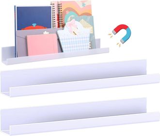 Generico Magnetic Organizer-Rack, Metalloberfläche, Bücherregal, 2 Stück, klare Acryl-Wandhalterung, mit robusten Magneten für Klassenzimmer, Küche, Aufbewahru