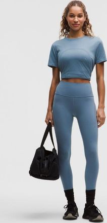 lululemon Wunder Train Leggings mit hohem Bund und Taschen f&uuml;r Frauen - 63,5 cm - Gr&ouml;&szlig;e 10 in Steel Blue