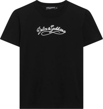Dolce & Gabbana Femme, Tops, Noir, Taille: 40 FR T-shirt en jersey avec broderie