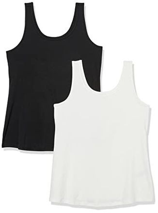 Amazon Essentials Débardeur grande taille Femme, Lot de 2, Blanc/Noir, XXL Grande taille