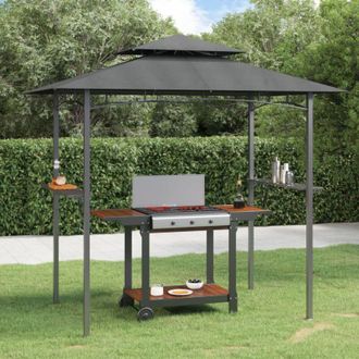 vidaXL Vidaxl - Gazebo bbq et &eacute;tag&egrave;res lat&eacute;rales anthracite 240x150x243cm acier