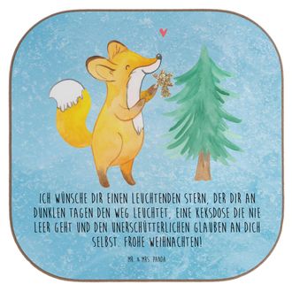 Mr. & Mrs. Panda Untersetzer f&uuml;r Gl&auml;ser Fuchs Weihnachtsbaum - Geschenk, Tassen, Schlittschuh, Tischuntersetzer, Weihnachtsmann, Holzuntersetzer, Tassenuntersetzer, Co