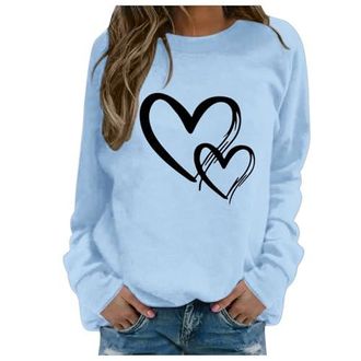 Generic Sweat &agrave; capuche d&eacute;contract&eacute; &agrave; col rond imprim&eacute; pour la Saint-Valentin 2026, bleu clair, XXL