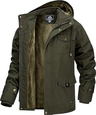 Magcomsen Veste bomber dhiver en polaire pour homme style militaire, coupe-vent avec capuche