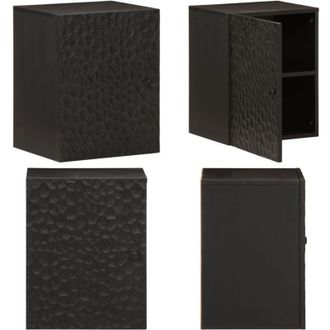 vidaXL Bad-Wandschrank Schwarz 38x33x48 cm Massivholz Mango - Badezimmerwandregal - Schubladenaufbewahrung - Badschrank Schwarz - Handtuchhalter - Regal Bad
