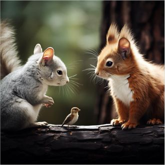 Wallario Magnetfolie für Kühlschrank/Geschirrspüler, magnetisch haftend - 60 x 60 cm, Motiv: Waldfreunde im Dialog