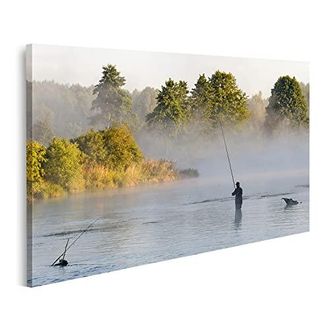 Islandburner Tableau sur toile P&ecirc;che P&ecirc;che Dans Un Lac Nature Cadre Affiche Poster Murale Tableaux