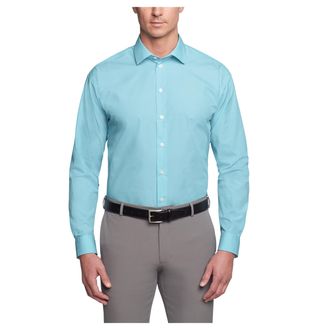 Kenneth Cole Herren Regular Fit Solid Klassisches Hemd, Aqua, 46 cm-47 cm Hals 91 cm-94 cm Ärmel