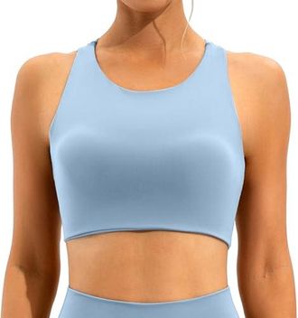 Generic Soutien-gorge court rembourr&eacute; dos nu pour femme, soutien-gorge court de yoga 2026, bleu, XL