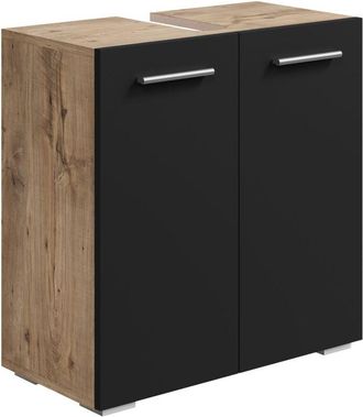 Badplaats Badplaats - Badezimmer Badmöbel Jupiter 60cm Kastanien Eiche mit Matt Schwar