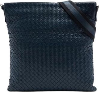 Bottega Veneta Sac bandouli&egrave;re tress&eacute; en nappa pr&eacute;-appartenant - Femme - Pre-owned - Bleu - Taille: ONE Size