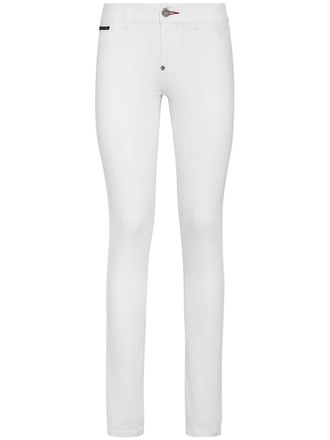 Philipp Plein Skinny-Jeans mit Logo-Schild - Weiß