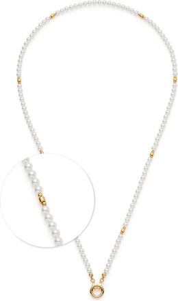 Leonardo Halskette Clip & Mix Christa - Hals-Schmuck aus goldfarbenem Edelstahl - weiße Imitationsperlen mit Goldelementen - 70-71,3 cm Länge - Schmuck Geschen