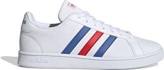 adidas Homme Grand Court Base Chaussure de tennis, Blanc Ftwr White Blue Active Red, 45 1/3 EU